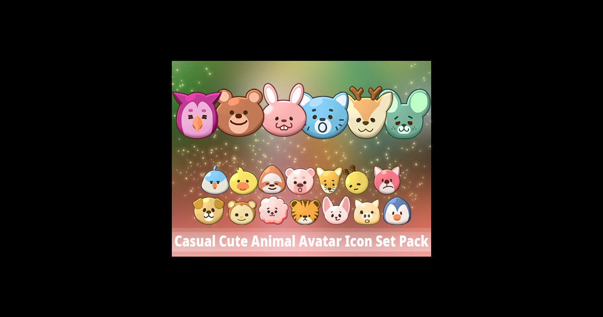 Casual Cute Animal Avatar Icon Set Pack | 2D Icons | Unity Asset Store
