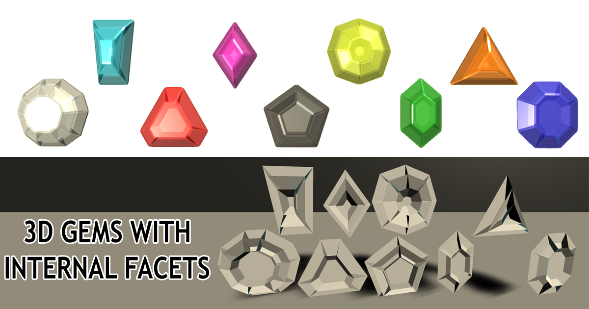 3D Gems with Internal Facets | 3D Props | Unity Asset Store