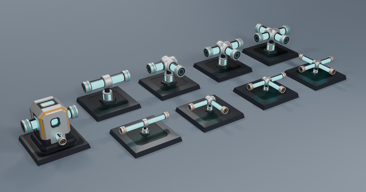 Low Poly Sci-Fi Energy Cables Pack B-002 | 3D Electronics | Unity Asset ...