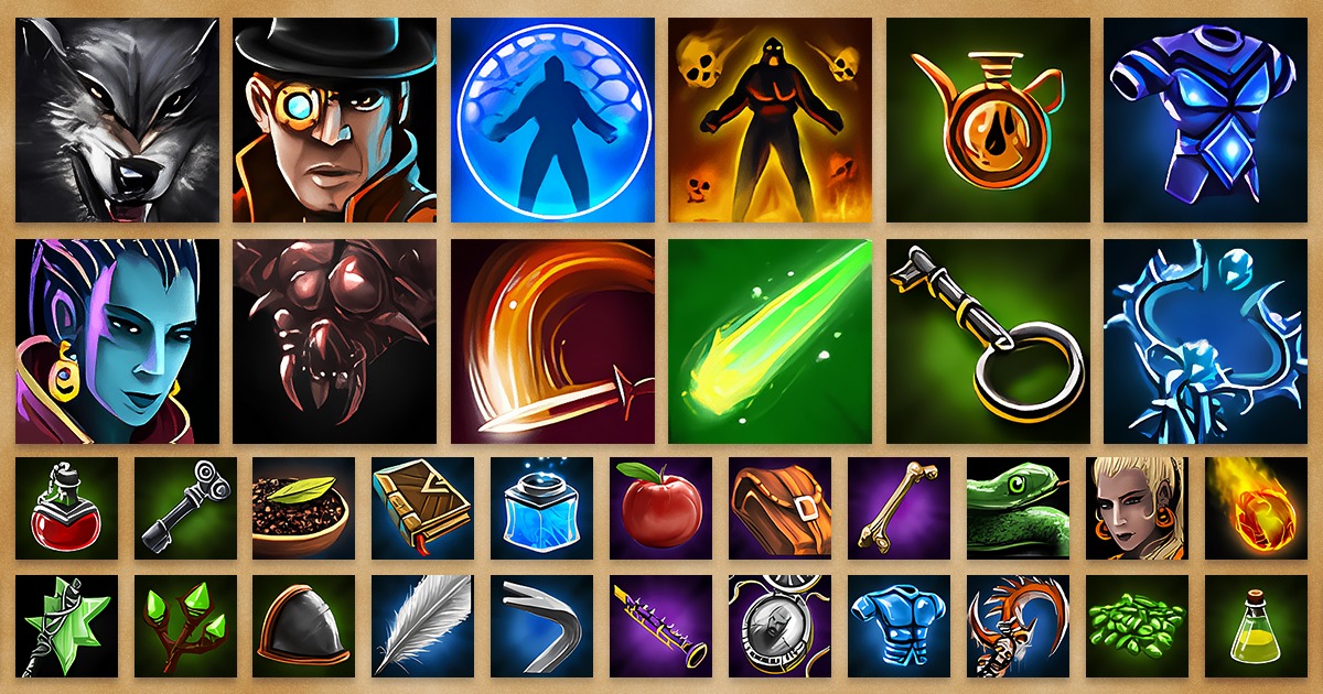 Fantasy Icons Mega Pack - over 1500 hand painted unique icons | 2D ...