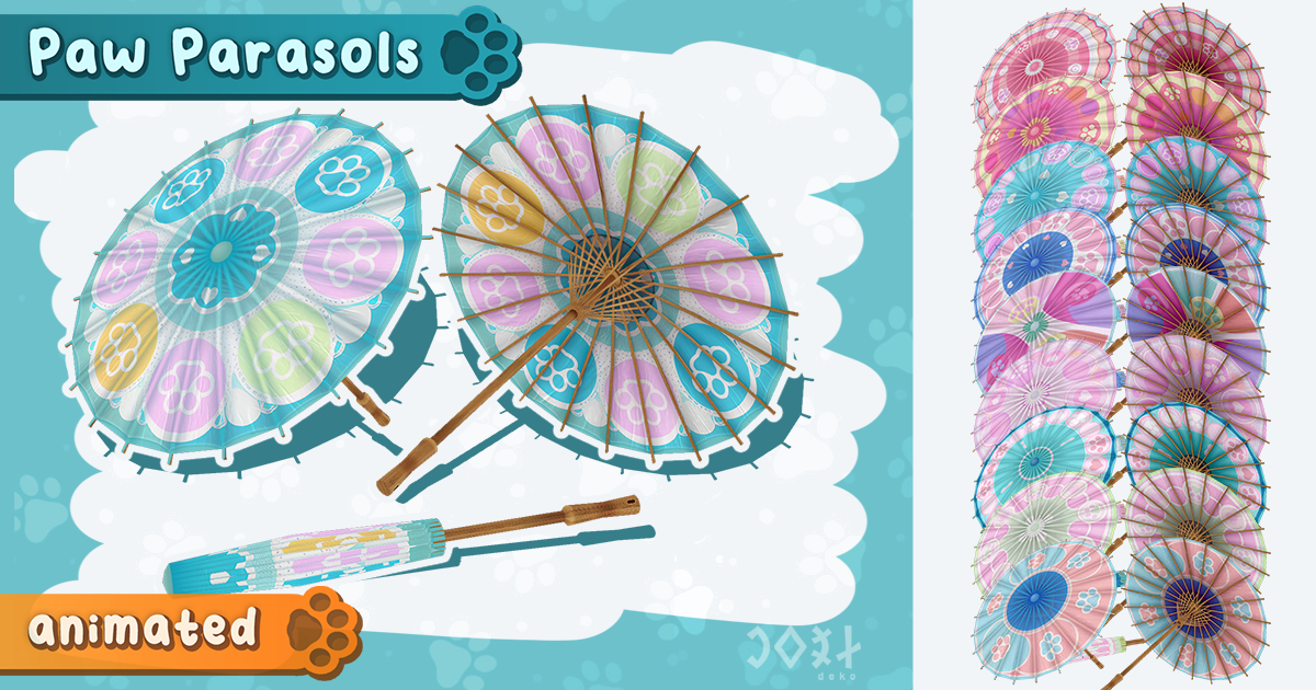 Paw Parasols - 10 kinds - Animated | 3D Props | Unity Asset Store