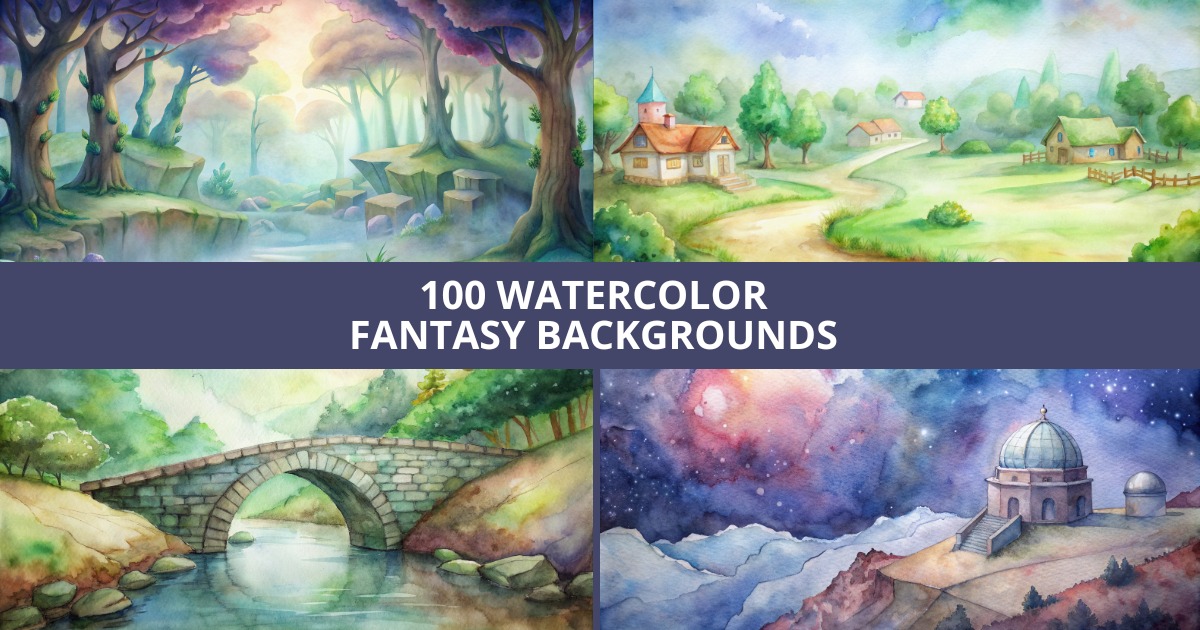 100 Watercolor Fantasy Backgrounds | 2D Environments | Unity Asset Store
