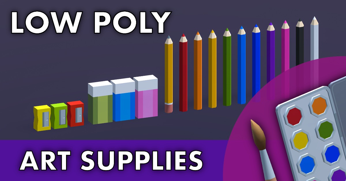 3d Low Poly Art Supplies 3d Tools Unity Asset Store