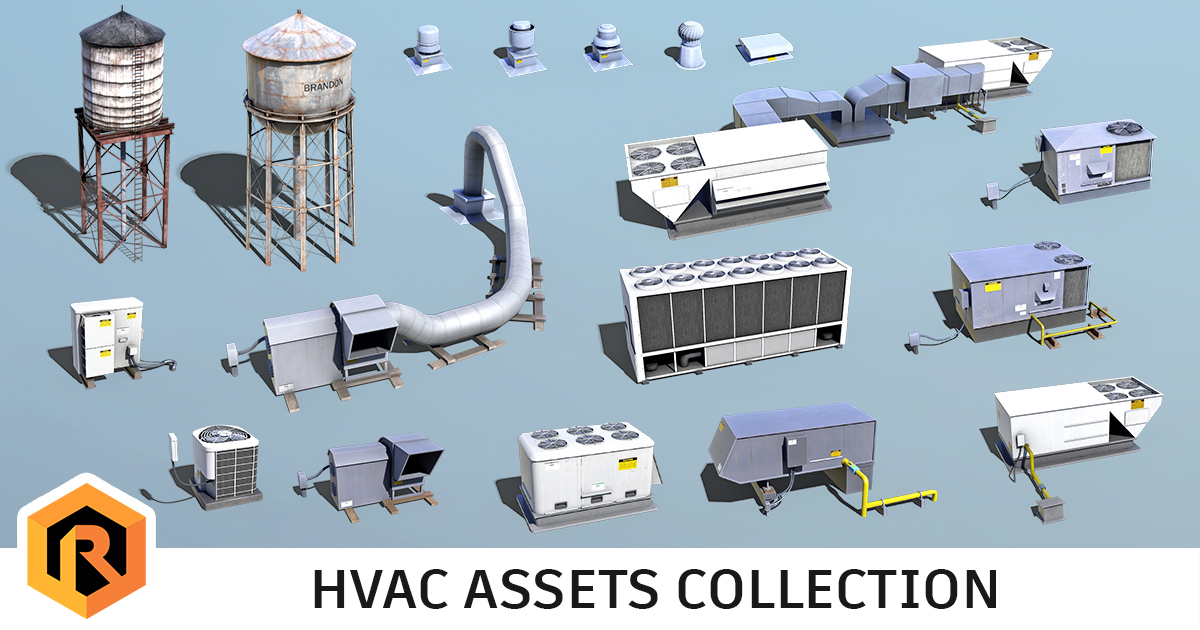 Rooftop HVAC Units Collection | 3D Props | Unity Asset Store
