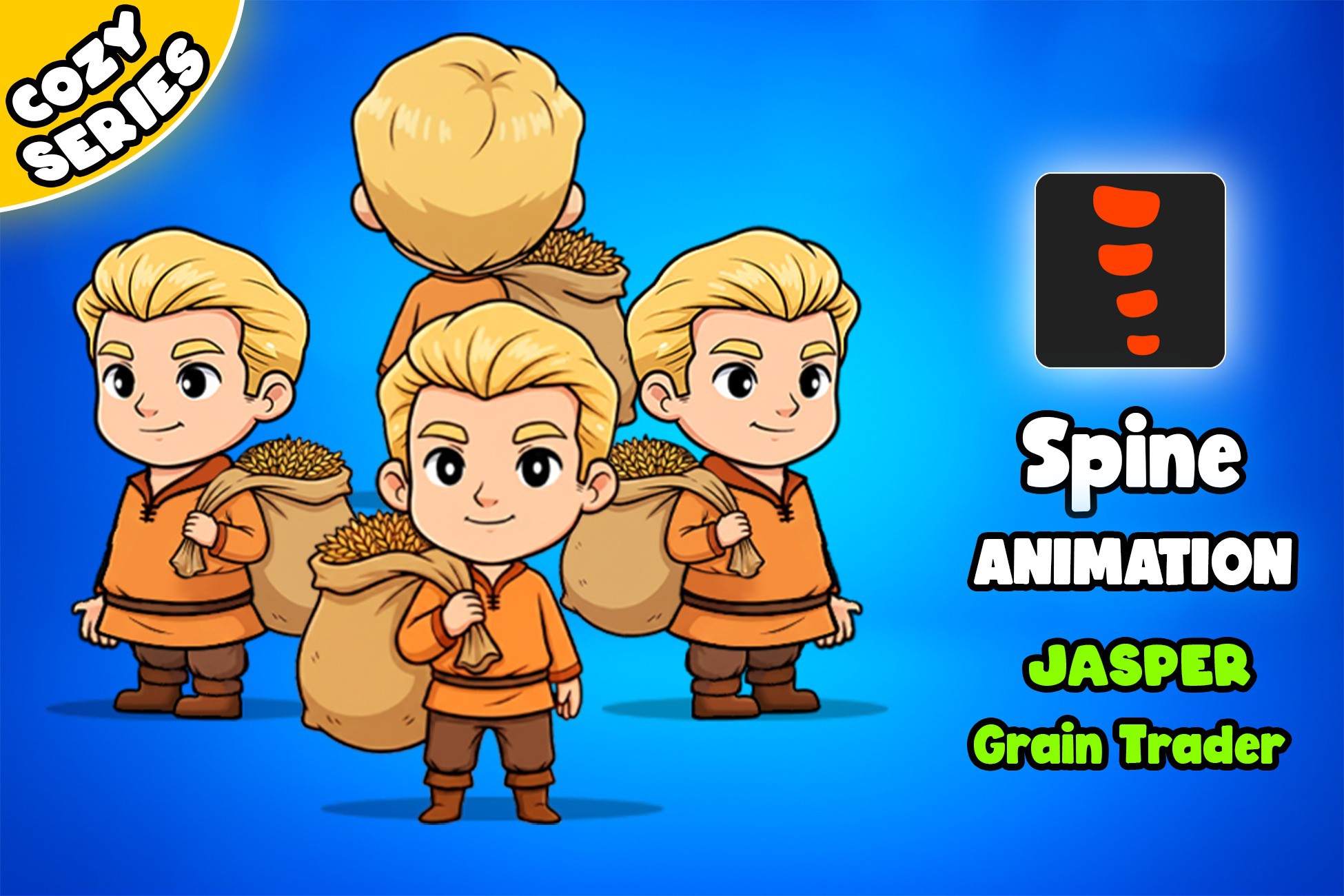 Jasper Grain Trader 2D Animated Spine Character (Cozy Series) | 2D ...