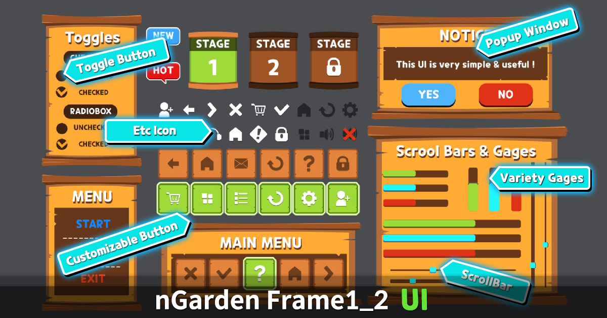 nGarden Frame 1-2 UI | 2D GUI | Unity Asset Store