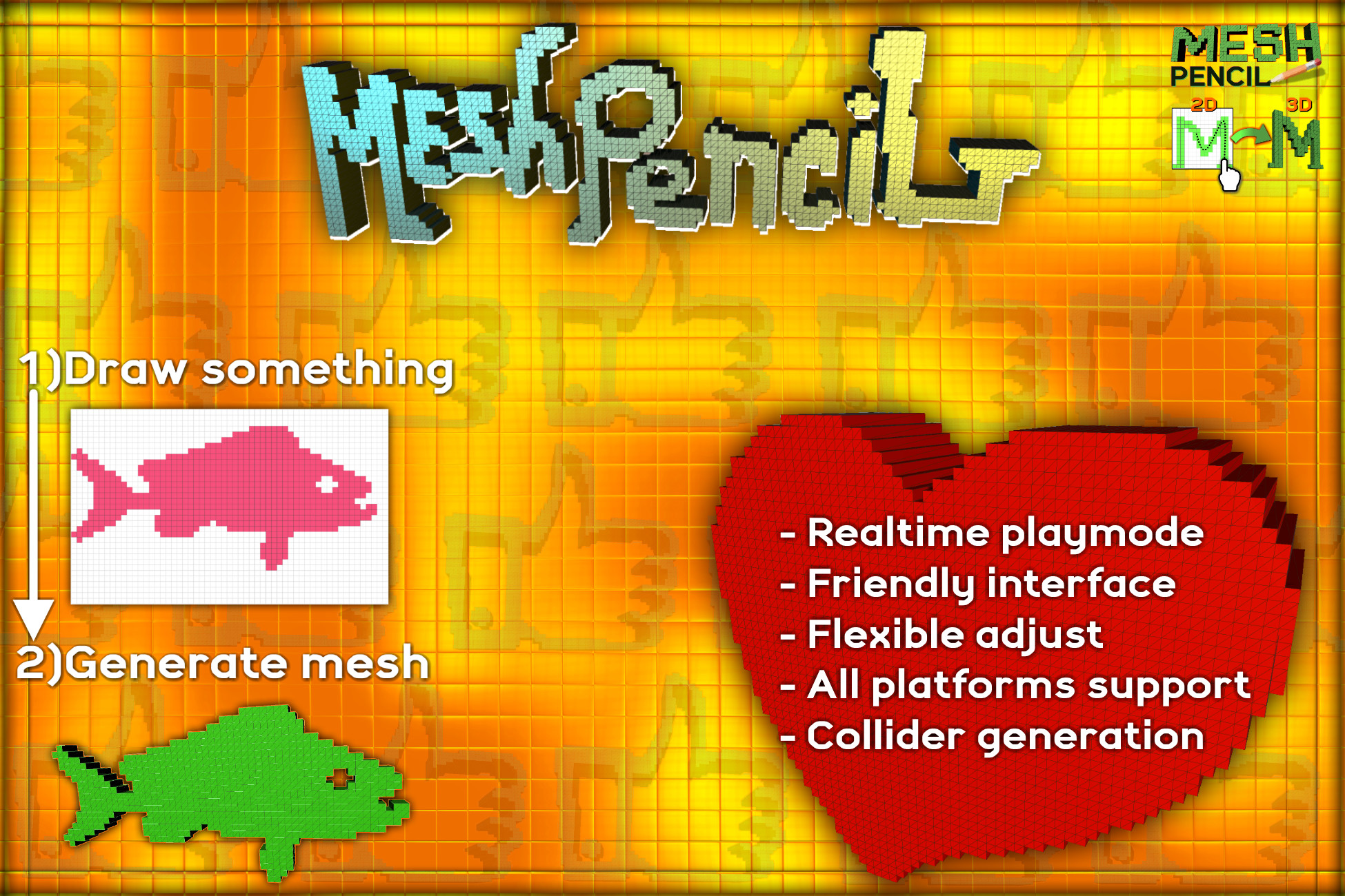 Mesh Pencil 3d Mesh Generator From 2d Draw Data Modeling Unity