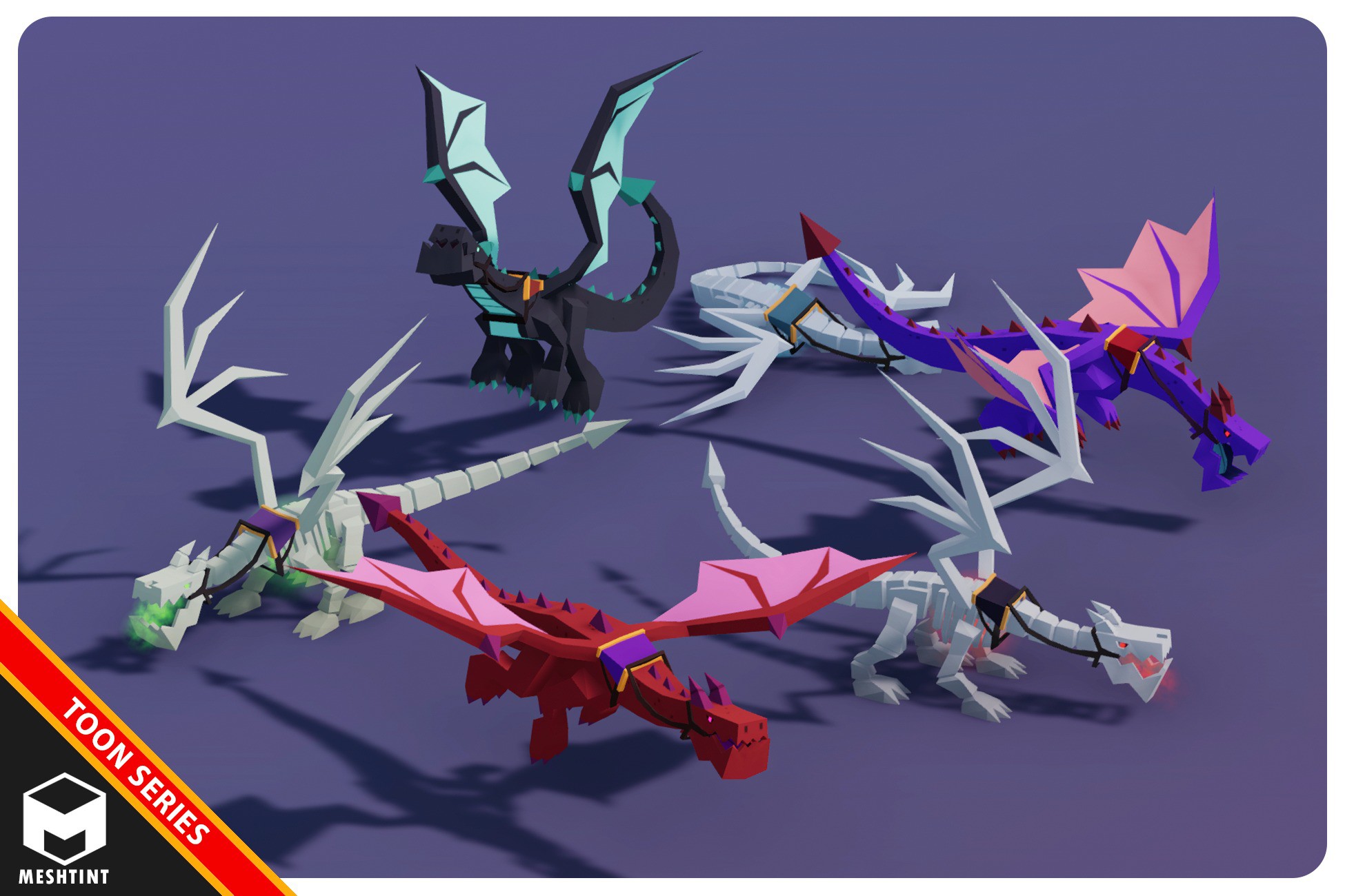 Dragon Mounts Expansion Pack Toon Series | 3D Creatures | Unity Asset Store