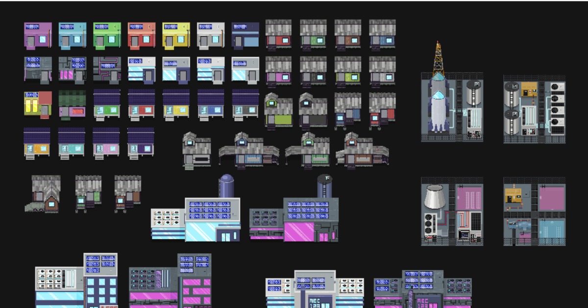 Top-Down Pixel City – Houses, Plants & Buildings | 2D | Unity Asset Store