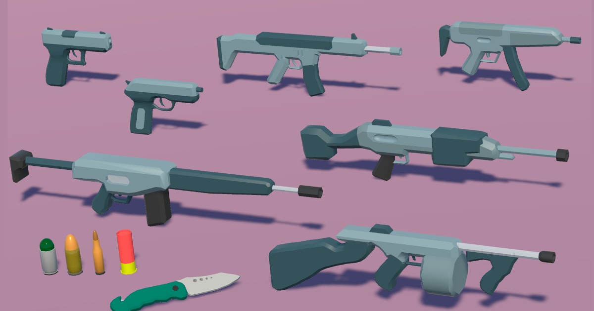 Casual Weapons Arsenal Pack - Created with FastMesh Asset | 3D Guns ...