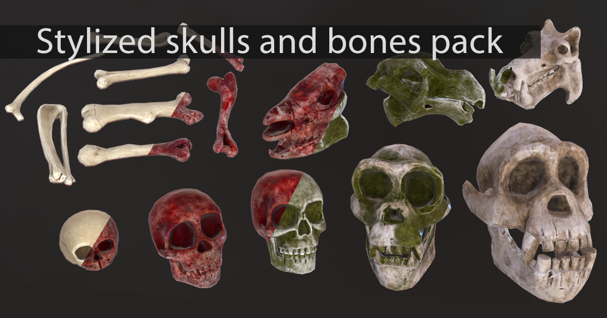 Stylized Skulls and bones pack | 3D Props | Unity Asset Store