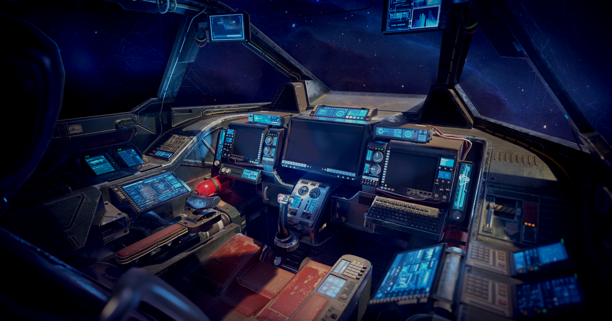 Sci Fi Heavy Fighter Cockpit | 3D Space | Unity Asset Store