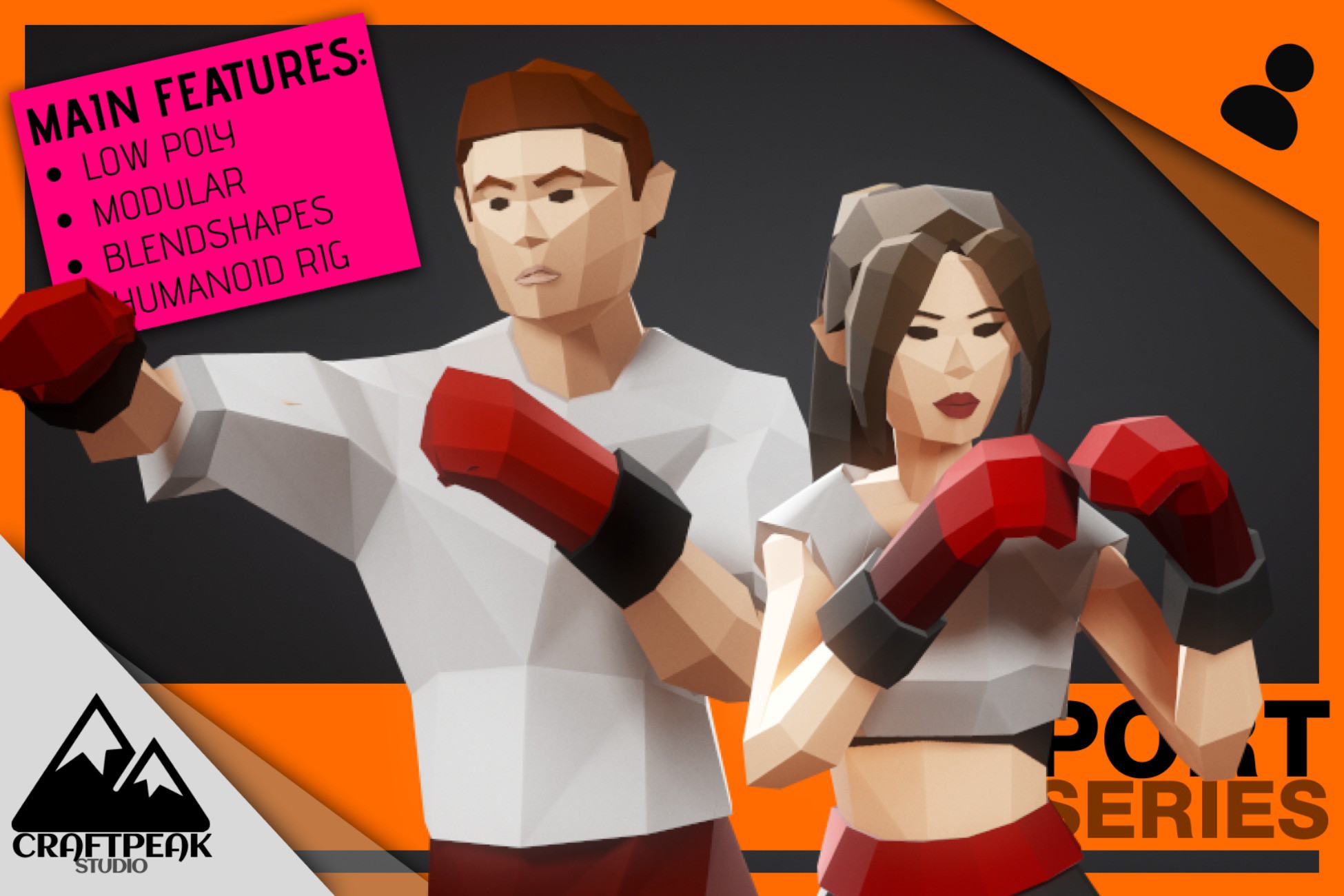 BOXER PAIR - Low Poly Style Male&Female Characters Pack | Characters ...