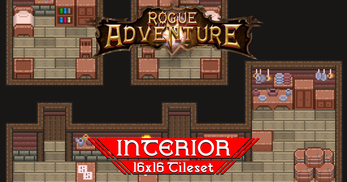 2D TopDown Interior Tileset - Rogue Adventure | 2D 주변환경 | Unity Asset Store