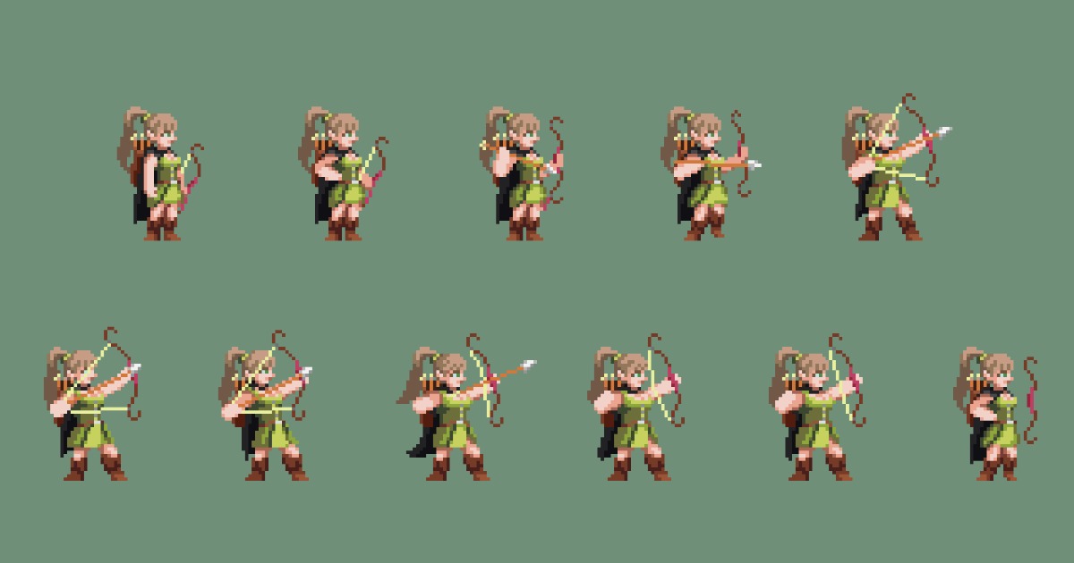 2D Pixel Character - Female Elf Archer | 2D Characters | Unity Asset Store