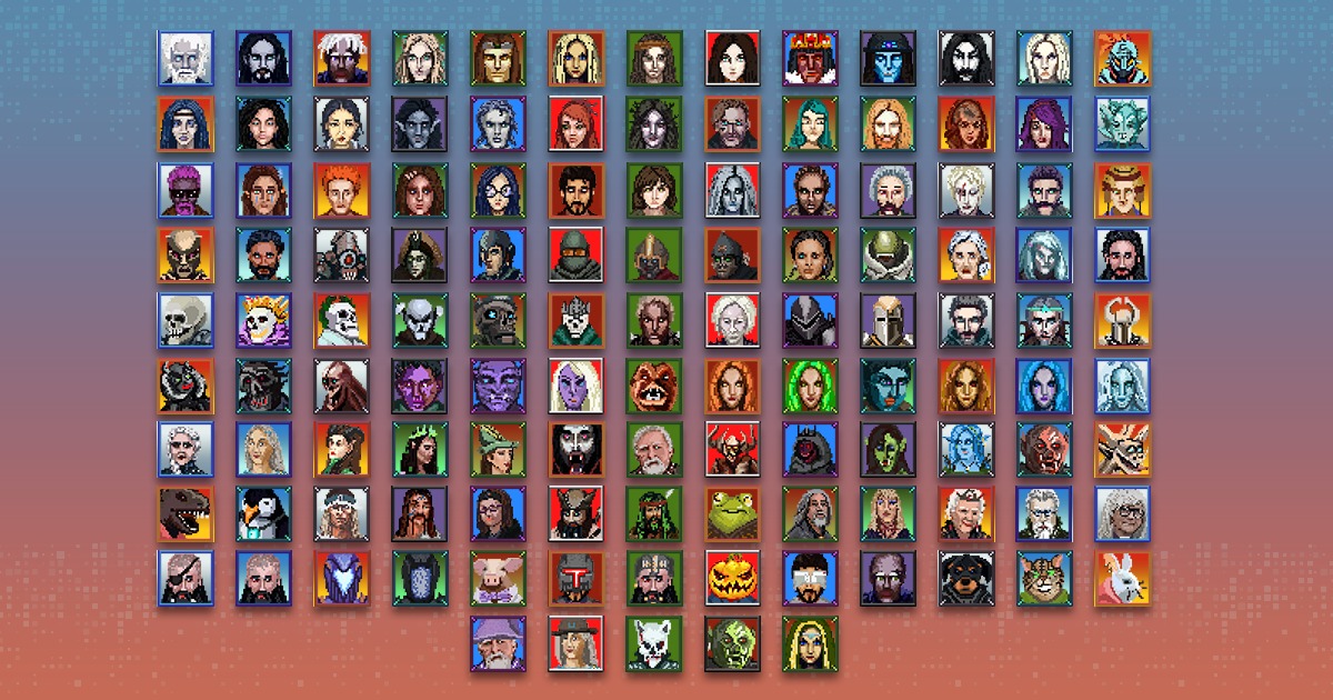 Retro Pixel Character Avatars – 122 Icons + Animated VFX | 2D Icons | Unity Asset Store