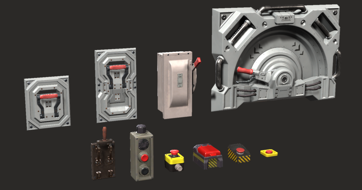 Buttons&Levers props (10 pcs, animated) | 3D Industrial | Unity Asset Store