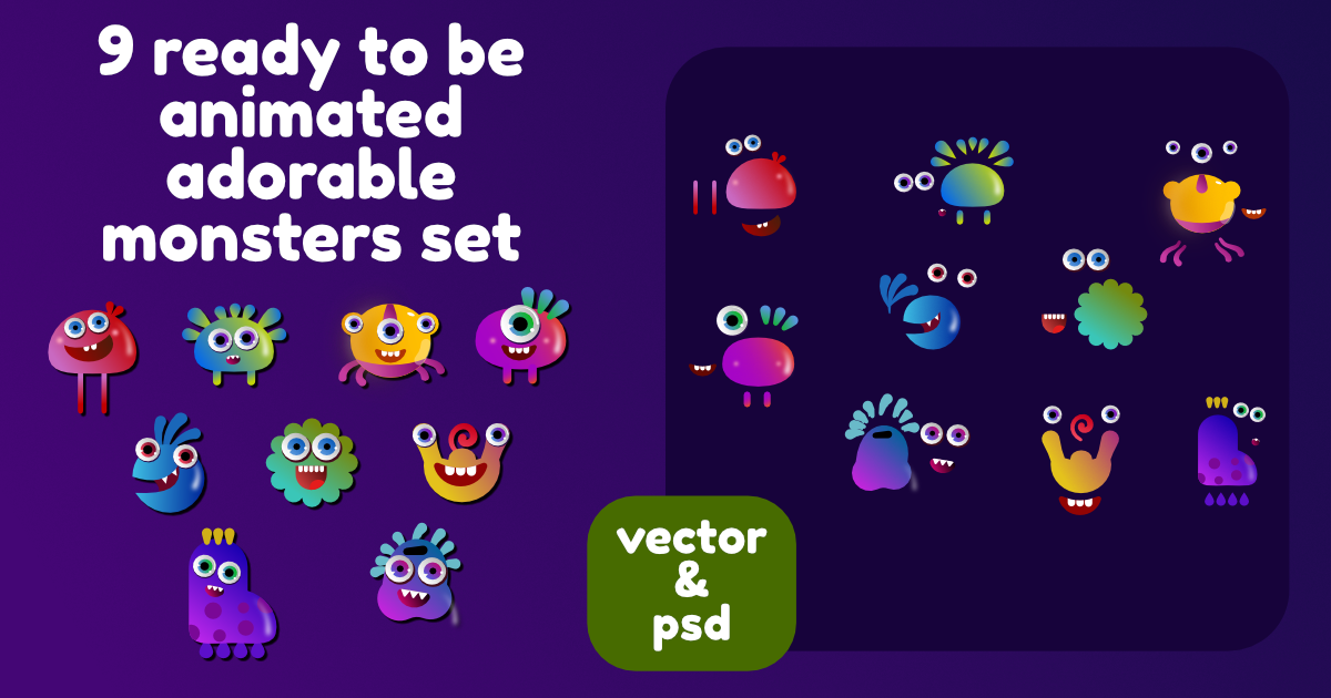 Adorable Monsters Pack | 2D 캐릭터 | Unity Asset Store