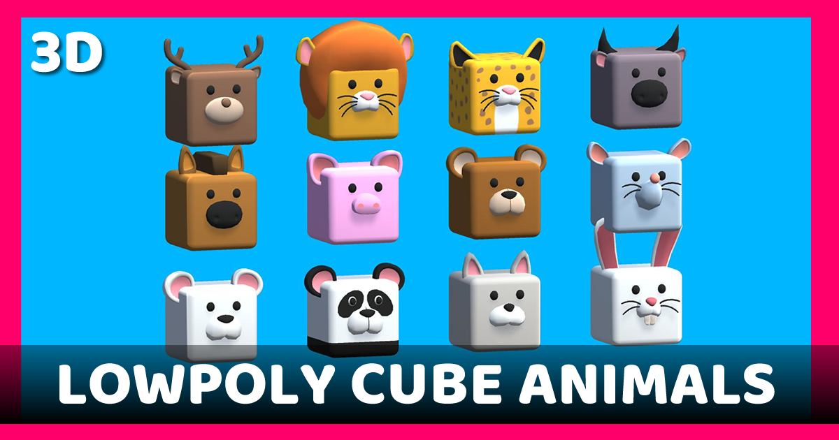 Low poly Cube Animals 3D | 3D 动物 | Unity Asset Store
