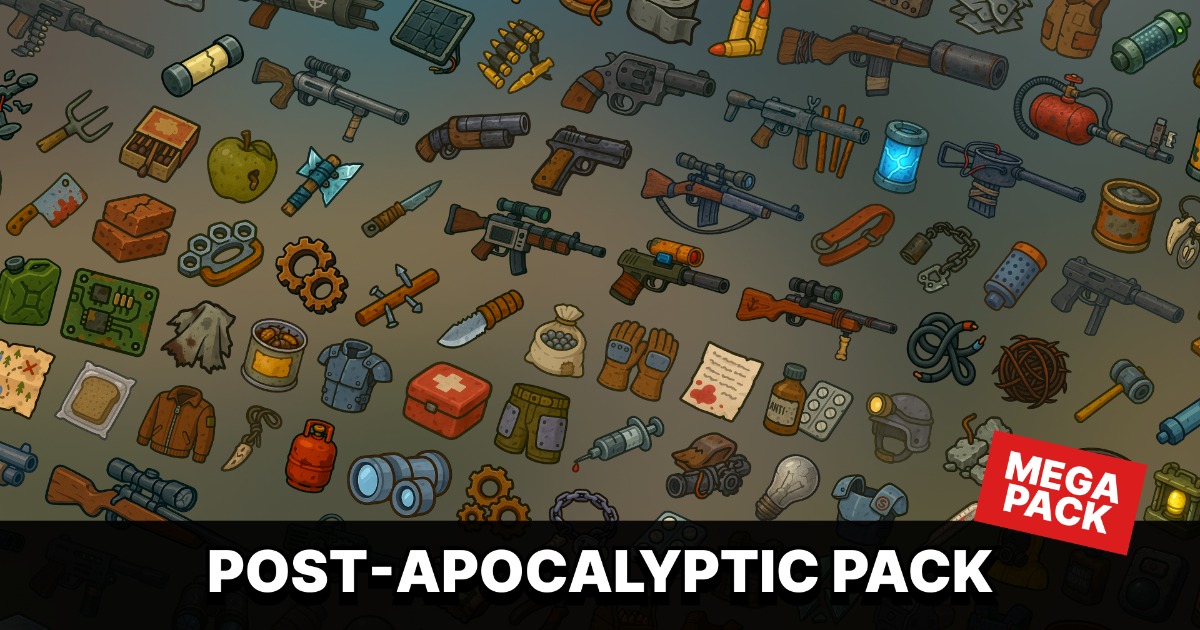 Post-Apocalyptic Equipment Icons – Weapons, Gear, Resources & Crafting ...