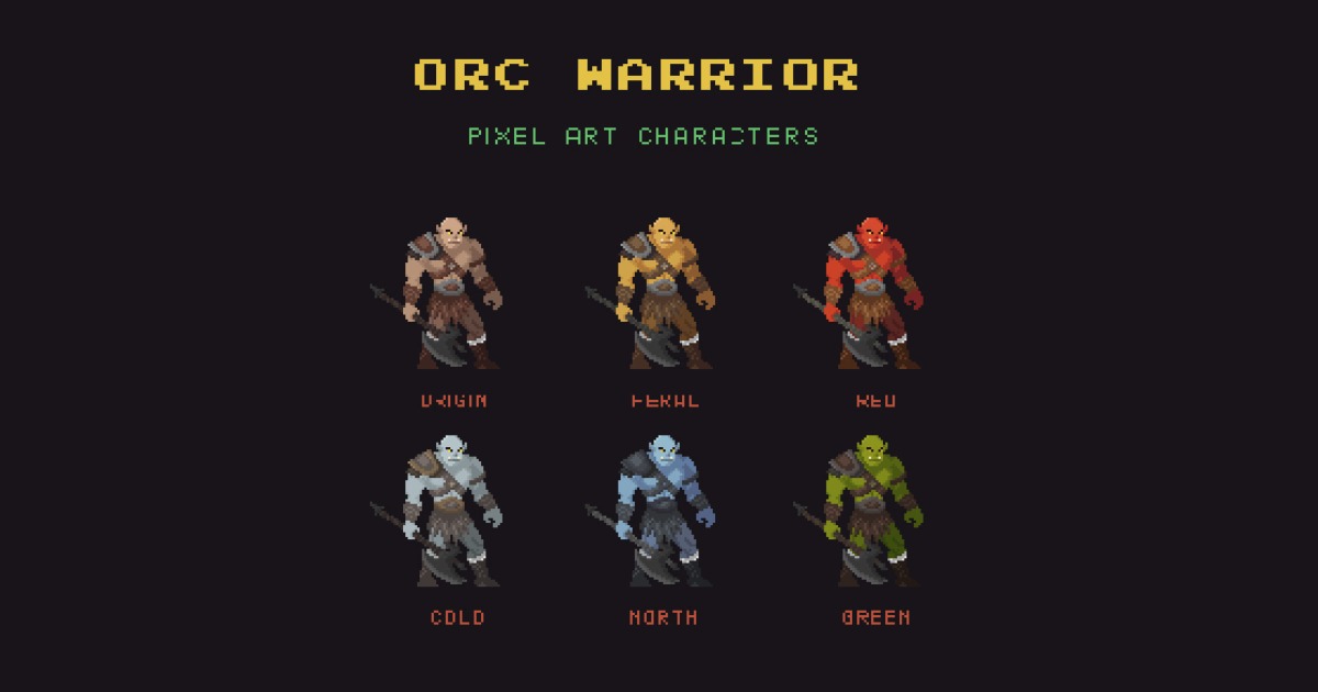 Orc Warrior Pixel Art Character | 2D Characters | Unity Asset Store