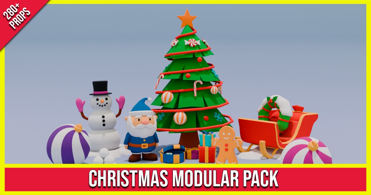 Low Poly Modular Christmas Pack (280+ Props) | 3D 주변환경 | Unity Asset Store