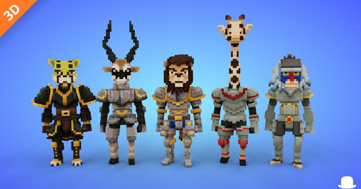 Voxel Animal Knights Characters Pack - 3D Fantasy Models | キャラクター ...