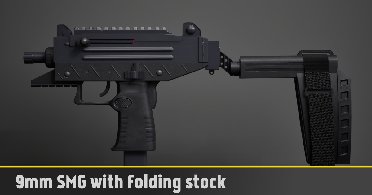 9mm SMG with folding stock | 3D Weapons | Unity Asset Store