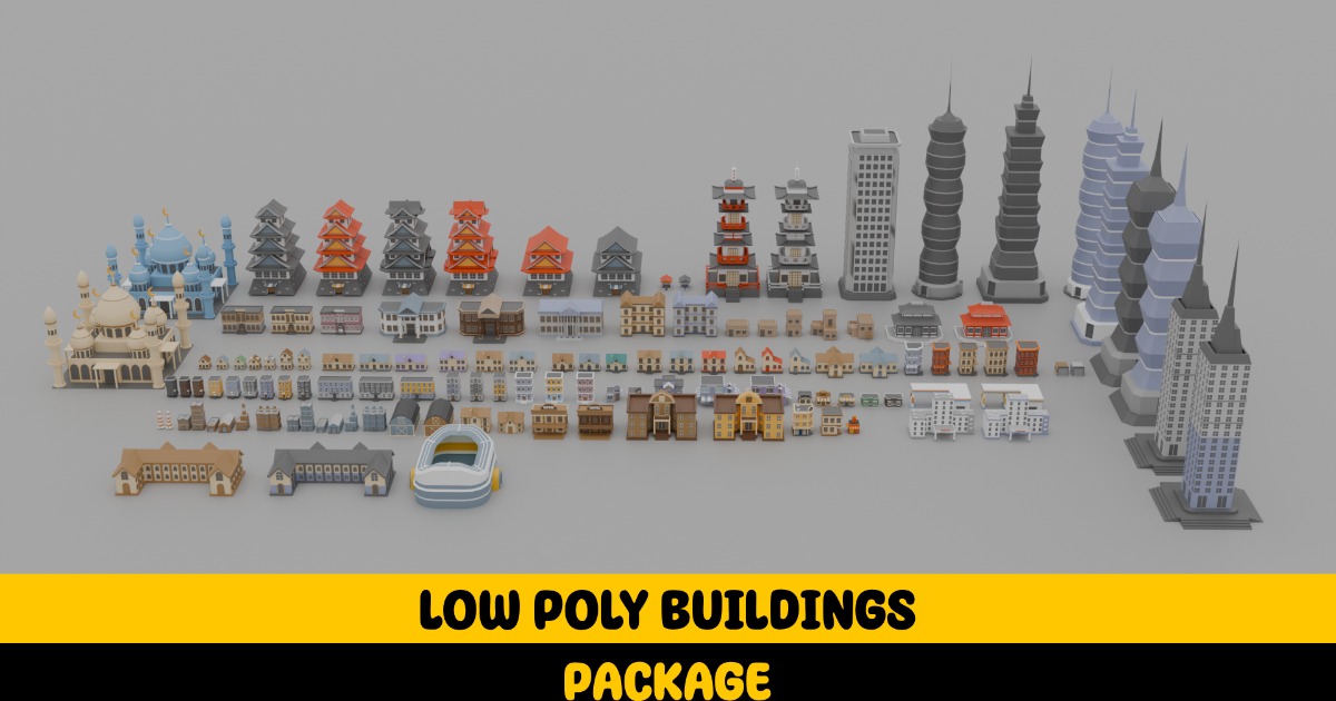 Low Poly Buildings Package | 3D Environments | Unity Asset Store