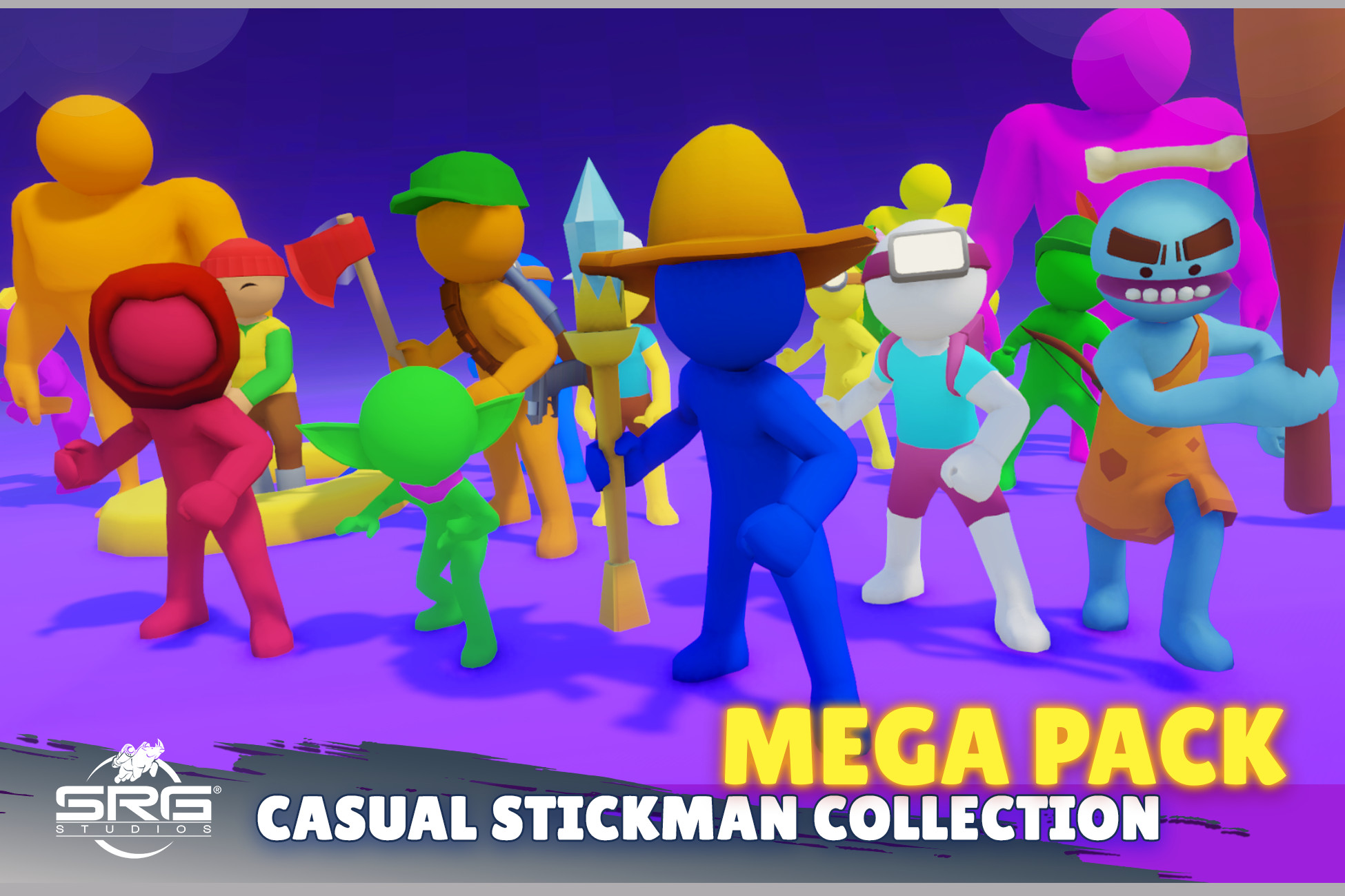 Casual Stickman Collection - 3D Asset Mega Pack | 3D Characters | Unity ...