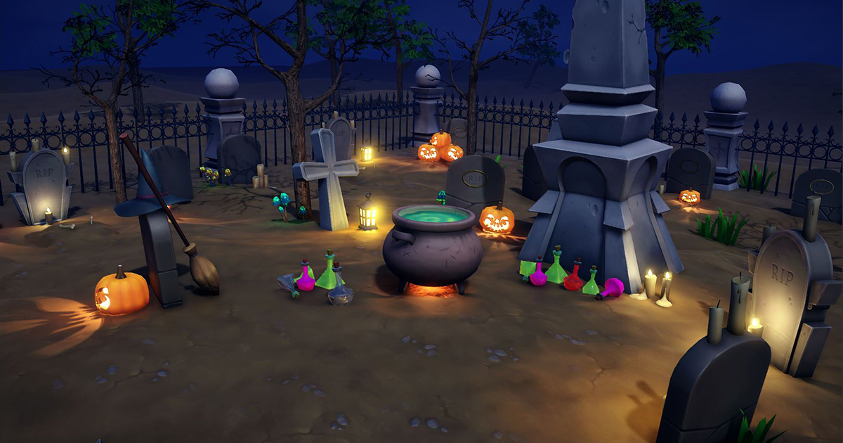 Cartoon Graveyard Props | 3D Fantasy | Unity Asset Store