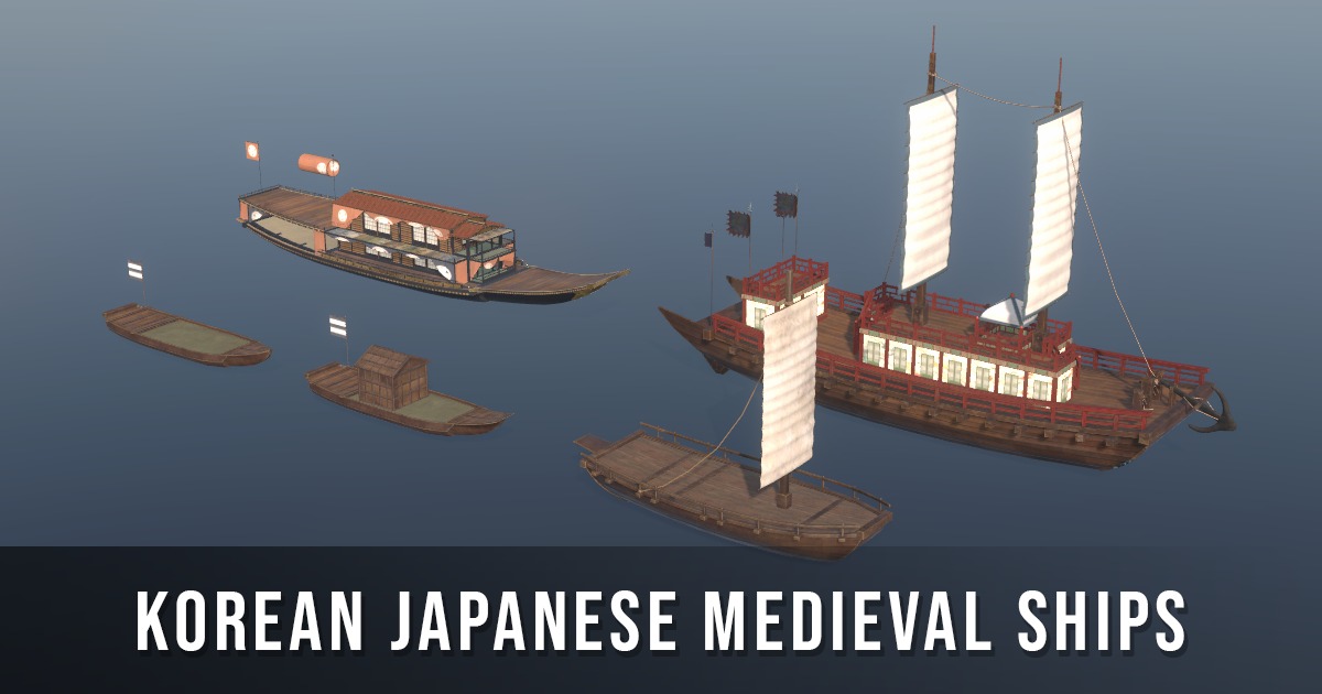 Korean Japanese Medieval Ships | 3D Sea | Unity Asset Store