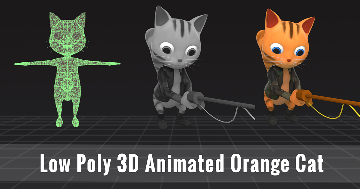 Low Poly 3D Animated Orange Cat | 3D Characters | Unity Asset Store