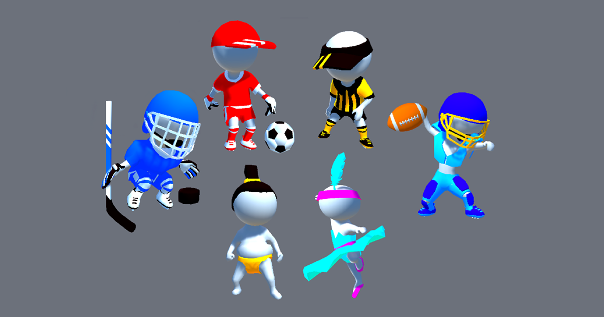 Hyper Casual Characters Stickman sphere head skins vol .1 sports | 3D ...
