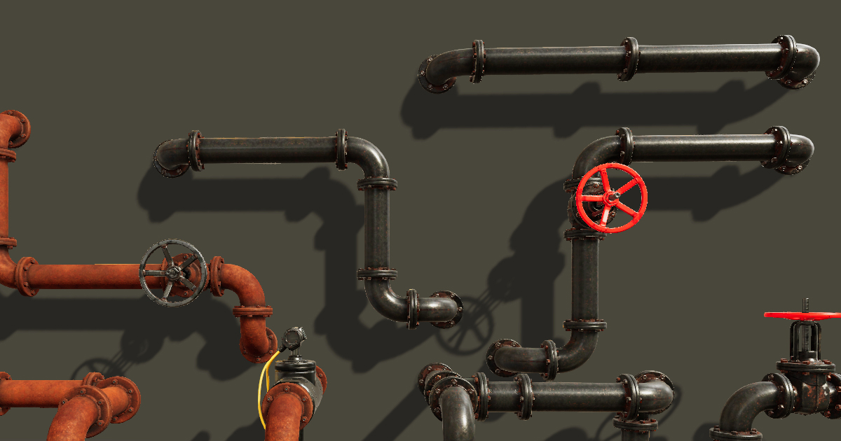 PBR Modular Pipes Set | 3D Industrial | Unity Asset Store