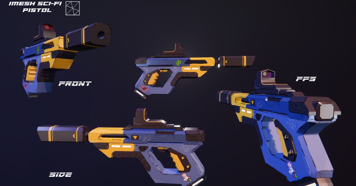 SCI-FI PISTOL CUSTOMIZABLE REFLEX SIGHT | 3D Weapons | Unity Asset Store