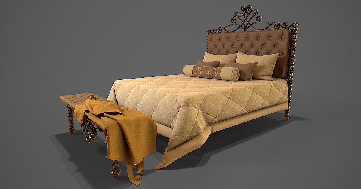 Bed game ready 3d model | 3D Furniture | Unity Asset Store