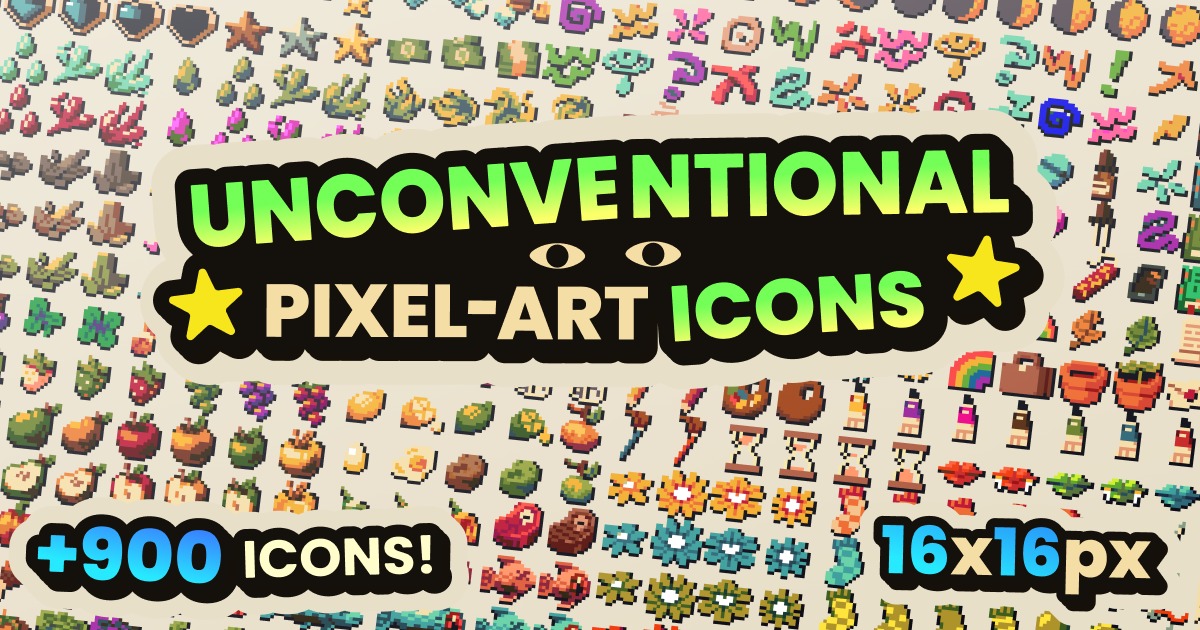Unconventional PixelArt Icons 16x16 | 2D 아이콘 | Unity Asset Store