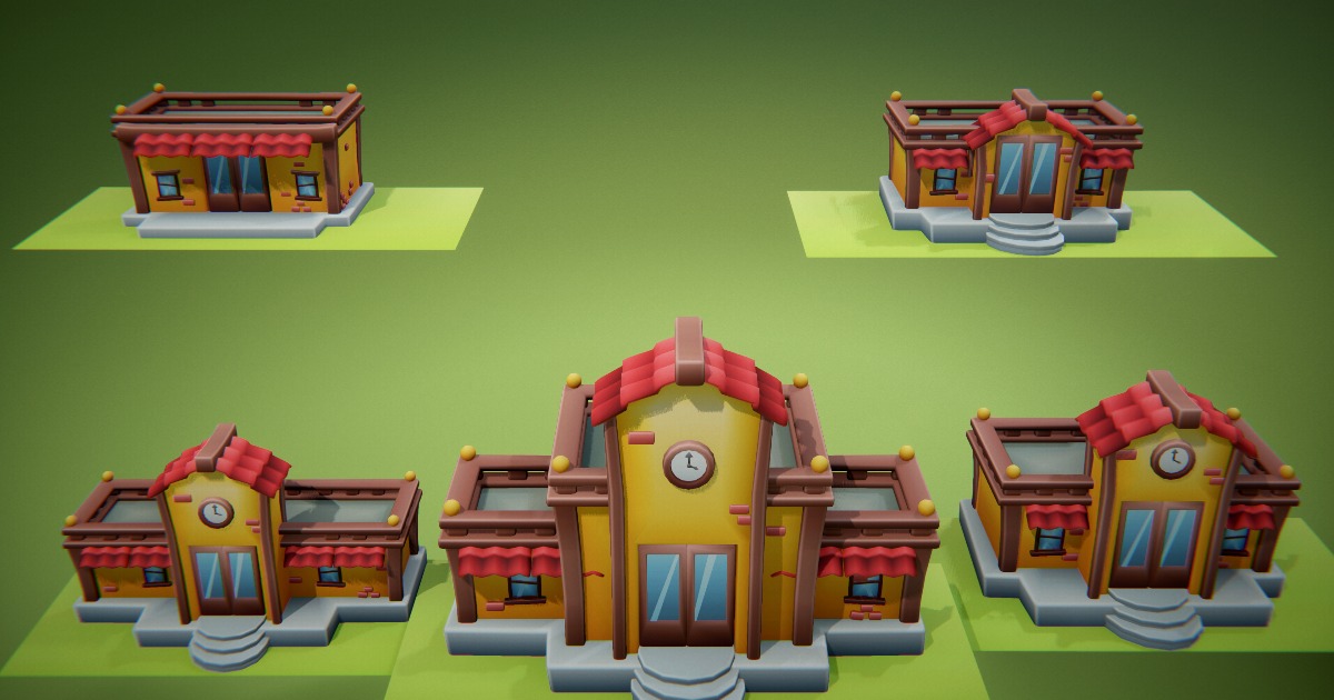 School Building Level Up - 5 Levels | 3D Props | Unity Asset Store