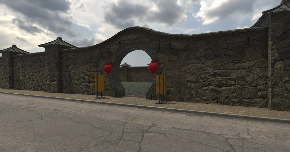 Modular Asian Wall Moon Arch | 3D Historic | Unity Asset Store