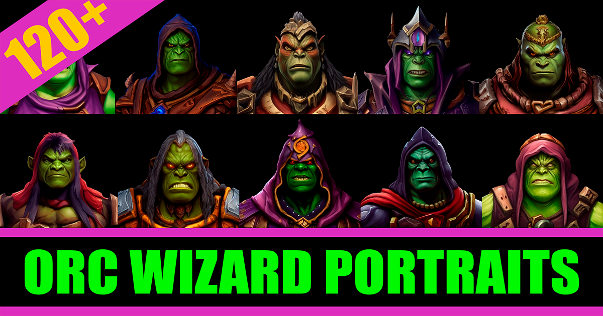 Orc Wizard RPG Character Portraits Icon Pack | 2D Icons | Unity Asset Store