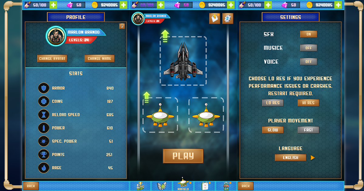 SpaceShip Game Graphics CxS (GUI Skin 2) | 2D GUI | Unity Asset Store