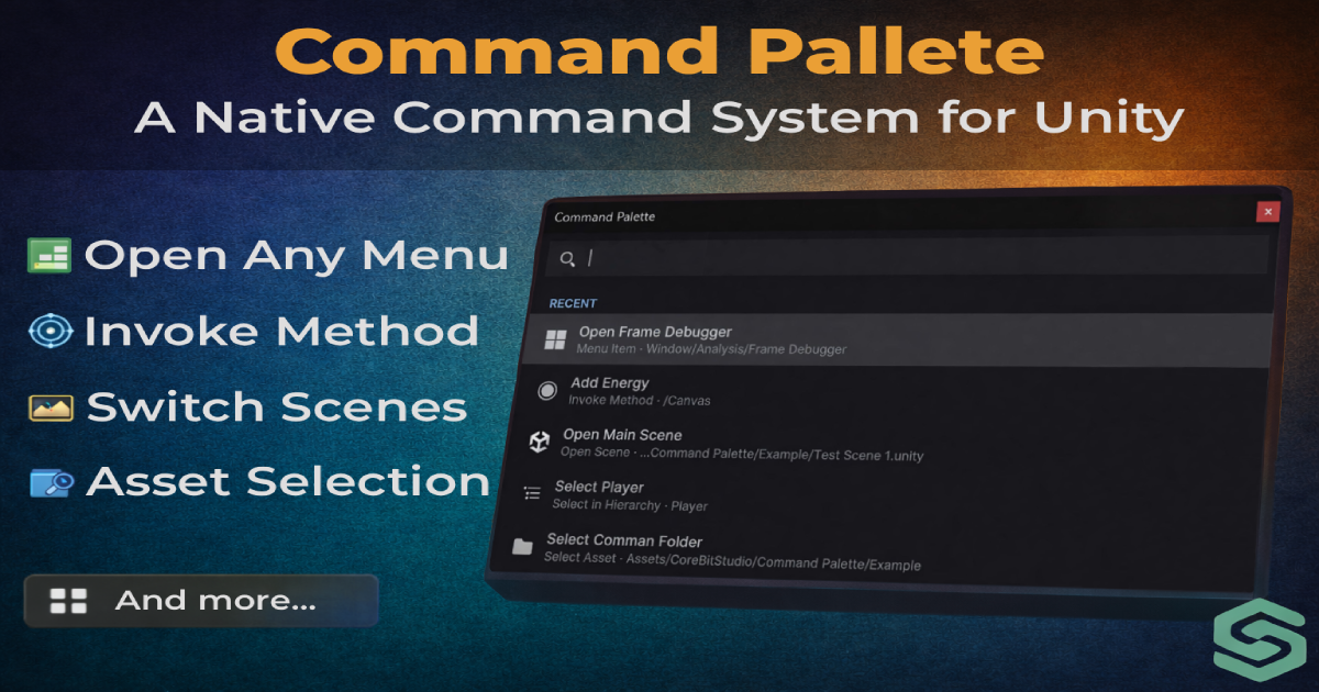 Command Palette | Utilities Tools | Unity Asset Store