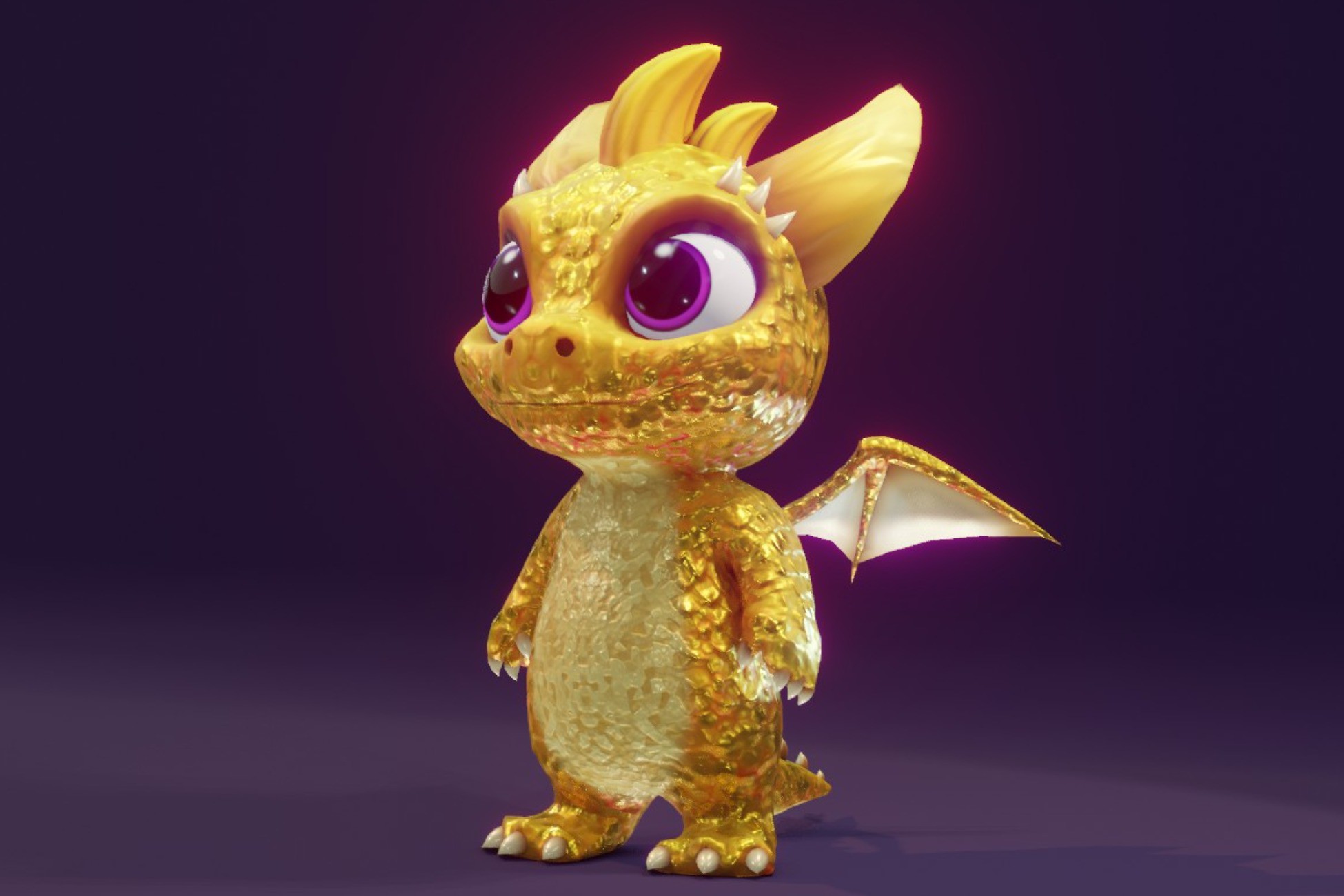 Cartoon Gold Dragon 3D Model (Low-Poly, Game-Ready, Animated, Built-In ...