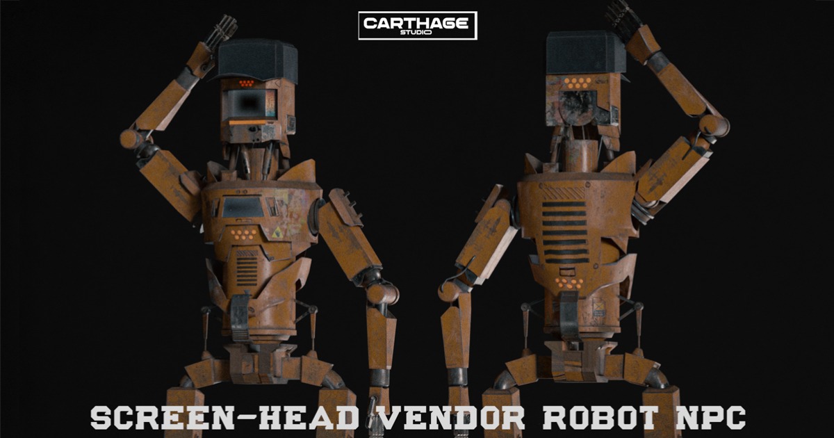 Screen-Head Vendor Robot NPC | 3D Robots | Unity Asset Store