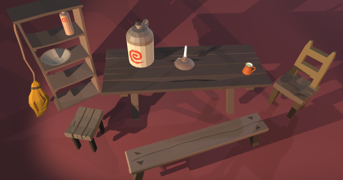Tavern furniture and props LowPoly Pack | 3D Furniture | Unity Asset Store
