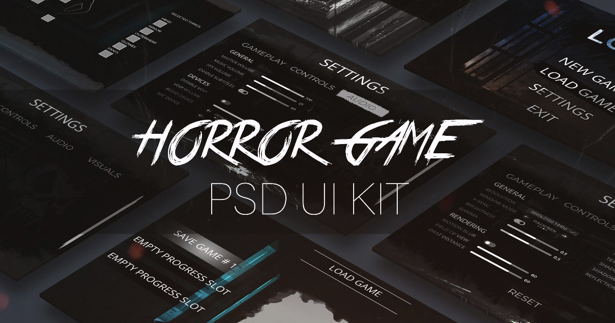 Horror Game PSD UI Kit | 2D GUI | Unity Asset Store