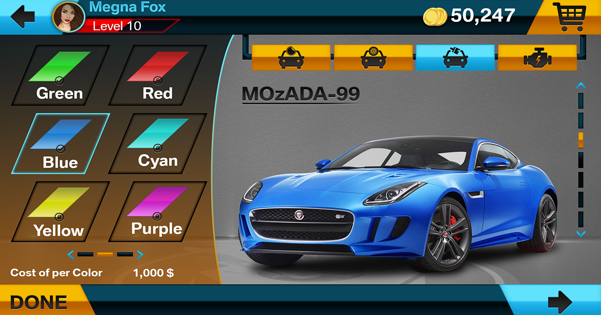 Racing Game Graphics CxS (GUI Skin 4) | 2D GUI | Unity Asset Store