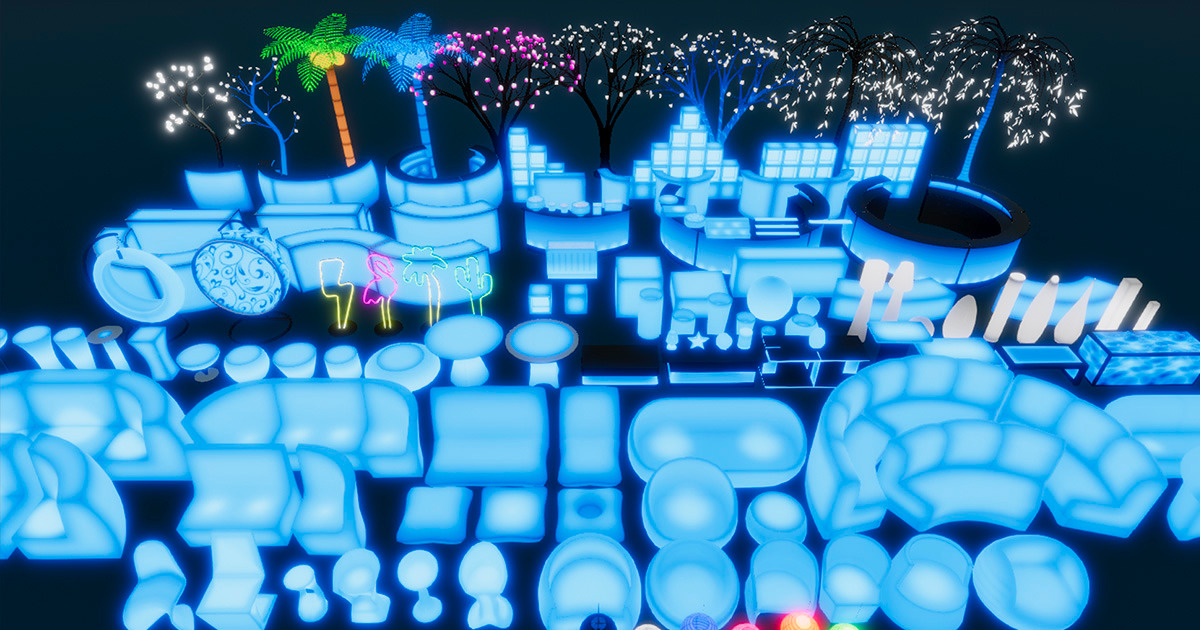Party Neon Furniture and Decor | 3D Furniture | Unity Asset Store