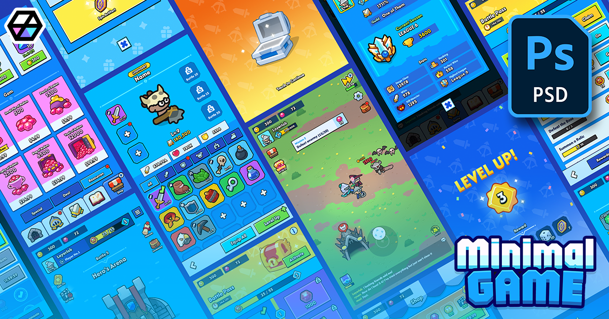 GUI Pro - Minimal Game Blue(+PSD) | 2D GUI | Unity Asset Store